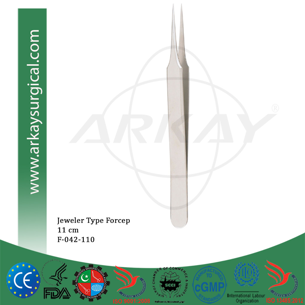 Jeweler Type Forceps Straight Tip Size 11 Cm - Arkay Pak
