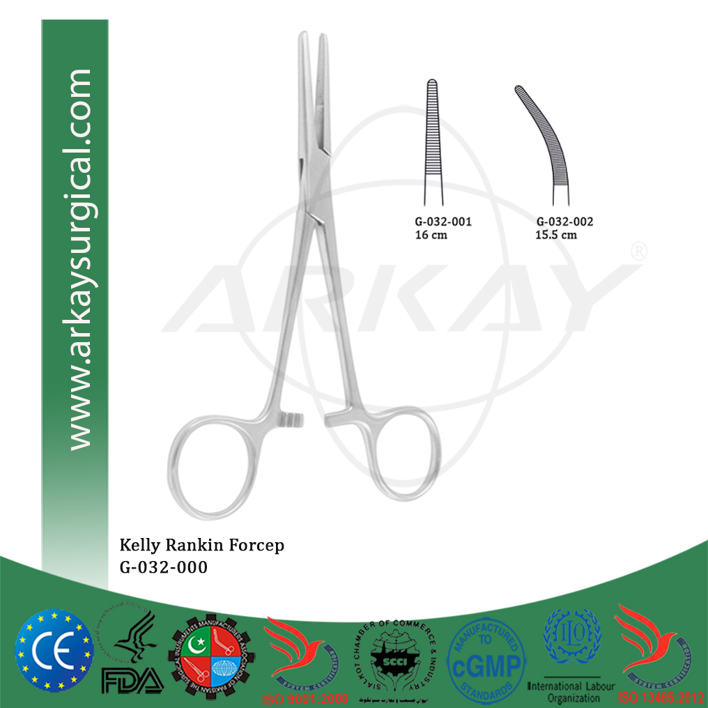 Kelly Rankin Forceps Size 16 Cm Straight & 15.5 Cm Curved - Arkay Pak