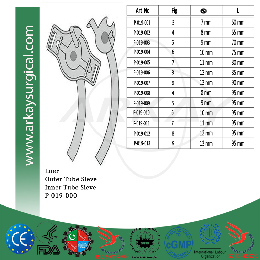 Luer Tracheal Tubes Outer Tube and Inner Tube Sieve - Arkay Pak
