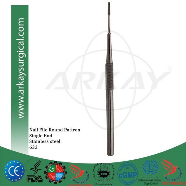 Professional nail file stainless steel single ended round - Arkay Pak